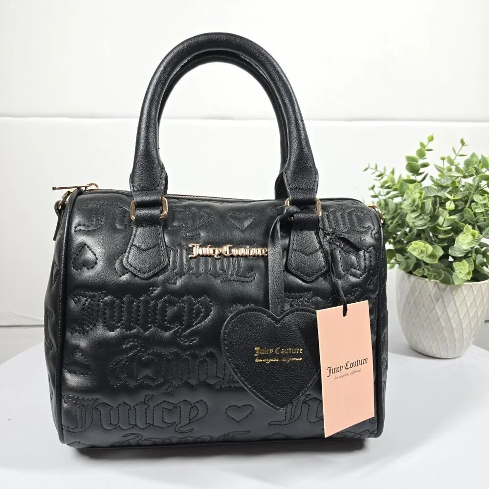 Juicy Couture | Bags | Juicy Couture Satchel Shoulder Bag Black Quilted ...